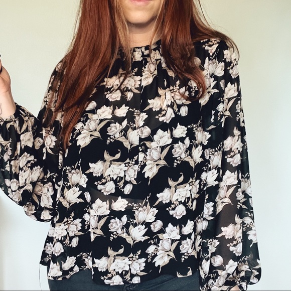 Showpo. | Tops | Showpo Floral Blouse With Balloon Sleeves | Poshmark